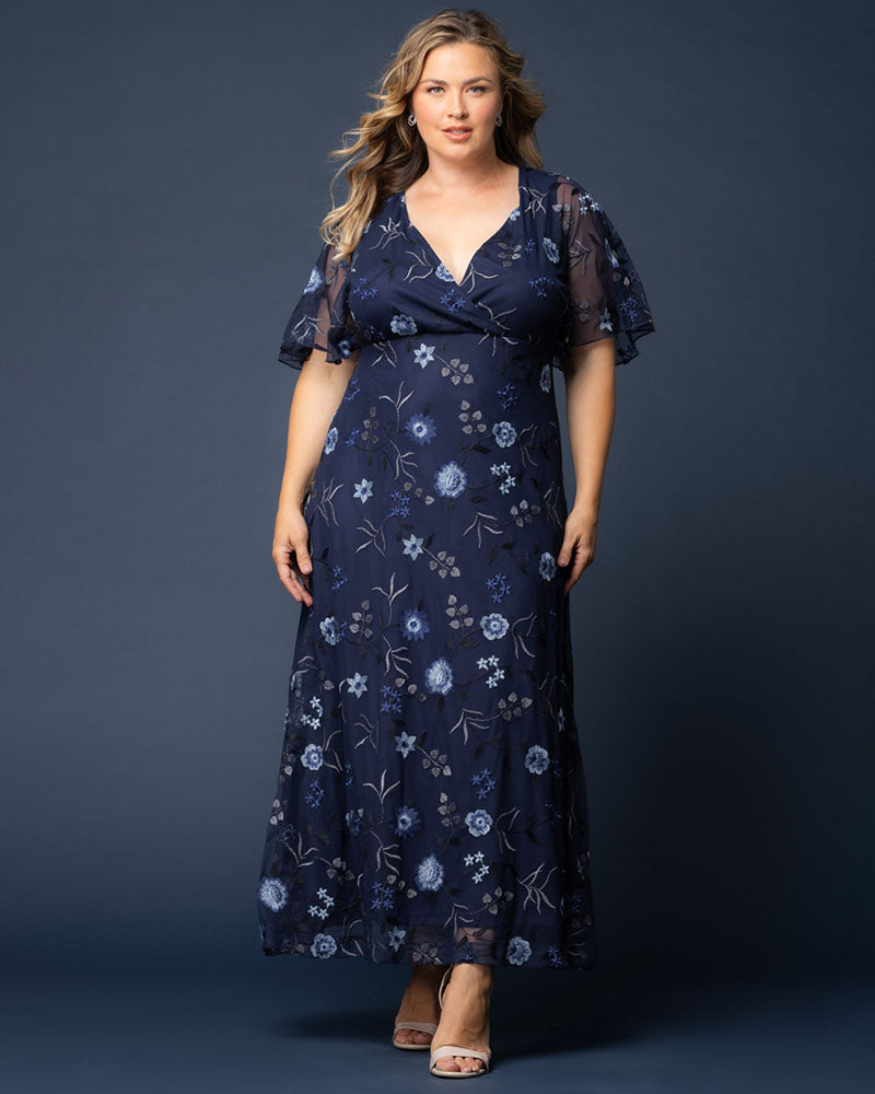 Plus Size Embroidered Elegance Evening Formal Gown -Kiyonna