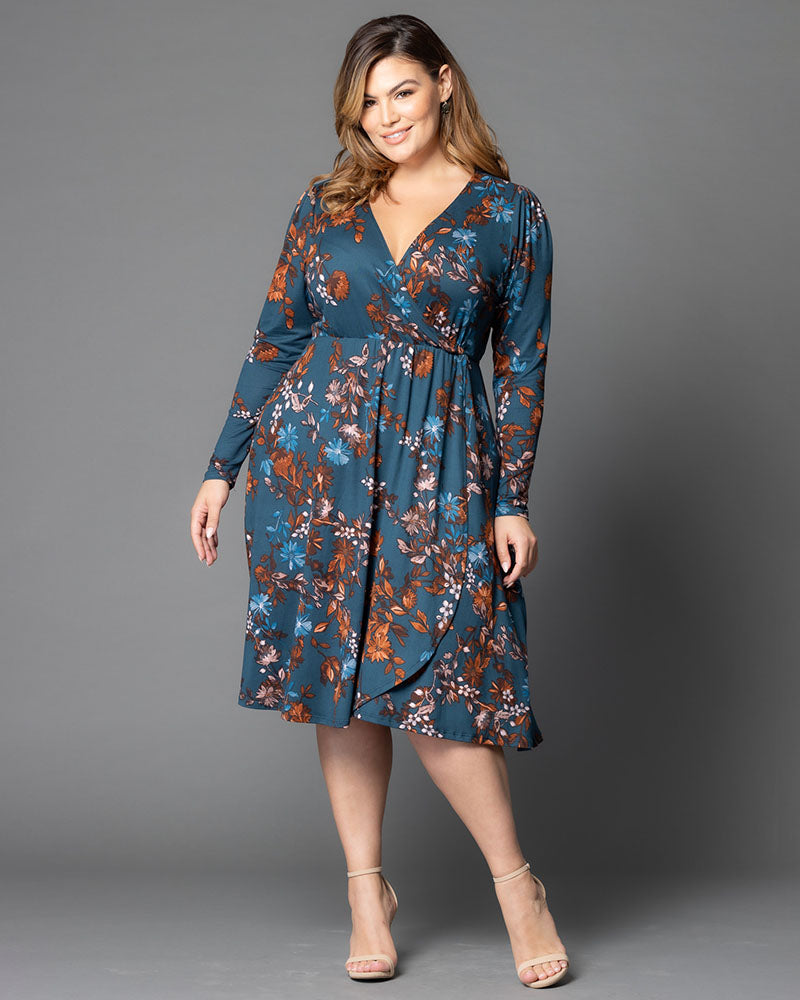 Women's Plus Size Aster Faux Wrap Dress by Kiyonna